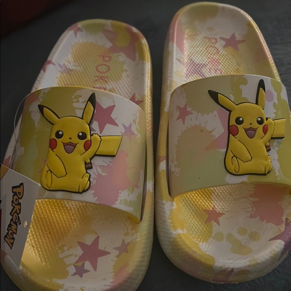 Pokemon | Shoes | Pokemon Pikachu Slide Sandals Yellow And Pink | Poshmark
